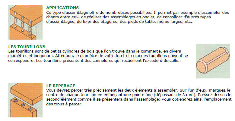 Assemblage à tourillons